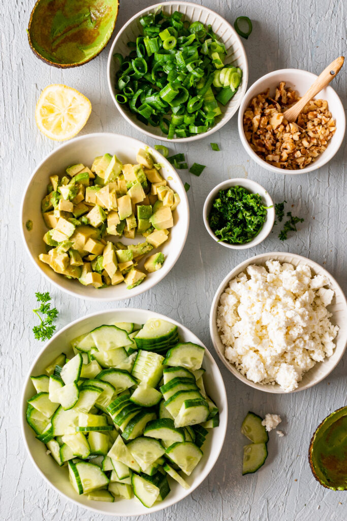Cucumber Avocado Salad with Feta Cheese and Walnuts | Lisa's Healthy ...