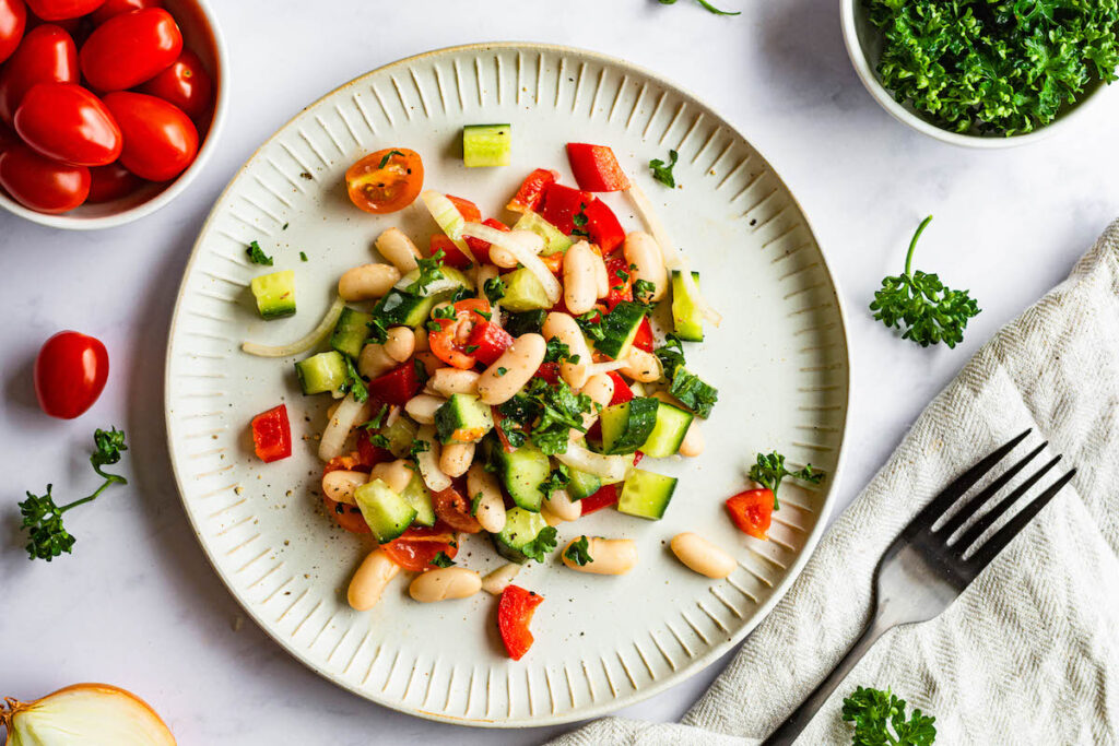 White Bean Tomato Cucumber Salad (only 15 minutes!)