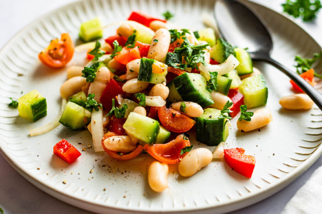White Bean Tomato Cucumber Salad (only 15 minutes!)