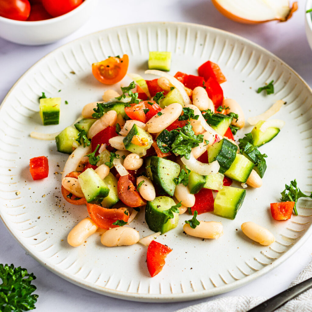 White Bean Tomato Cucumber Salad (only 15 minutes!)